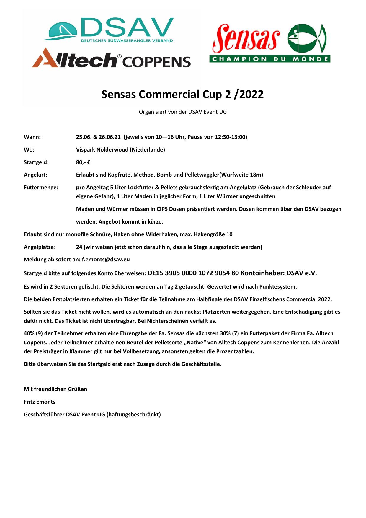 Sensas Commercial Cup 2 / 2022 – DSAV | Deutscher ...